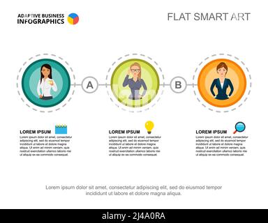 Three ideas process chart template for presentation Stock Vector Image ...