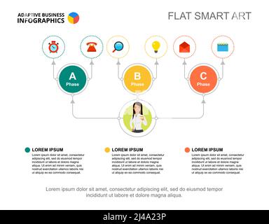Three phase flow chart template. Element of diagram, infographic ...