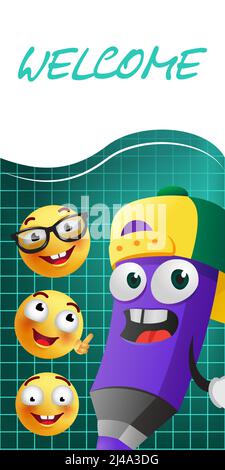 Pencil Drawing Smiley Emoji Face Pack in Colour Stock Vector Image ...