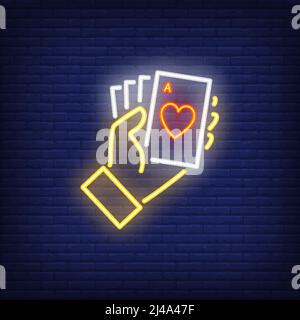 Hand holding ace cards neon sign Stock Vector Image & Art - Alamy