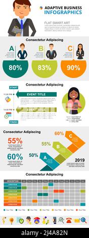 Colorful business planning infographic charts set Stock Vector Image ...