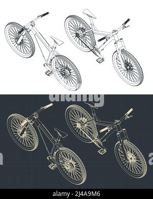 Stylized vector illustration of blueprints of electric scooter Stock ...