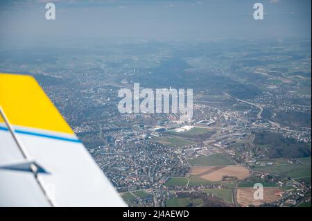 aerial view of the city of Bern with Wankdorf and Wankdorf Stadium ...