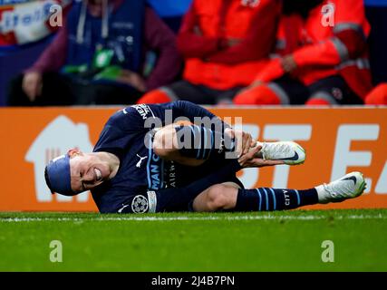 Manchester City's Phil Foden goes for the spare ball during the Premier ...