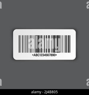 Realistic barcode sticker on gray background. Identification tracking ...