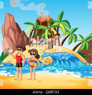 Lifeguard megaphone icon cartoon vector. Ocean water. Life safety Stock ...