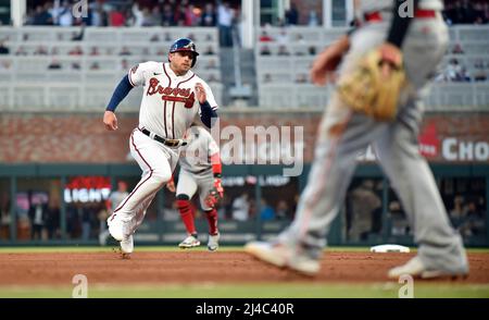 Atlanta Braves third baseman Austin Riley (27) in the eighth inning of ...