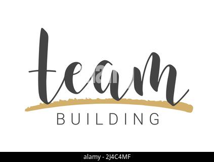 Team Building Design Poster. Team Building Text with Cartoon Characters ...