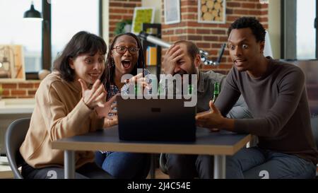 Men and women watching live videos on social media website, using ...