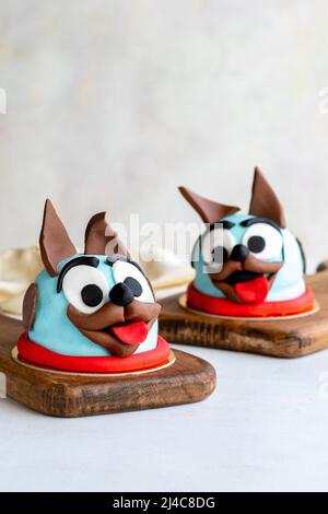Dog design cake. Design cake with dog face on a white background ...