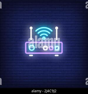 Router with signal symbol neon sign Stock Vector Image & Art - Alamy
