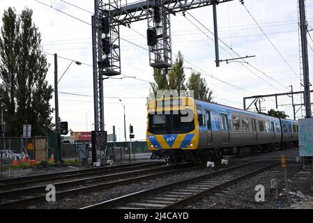 A comeng electric train in Melbourne Australia, inside controls being ...