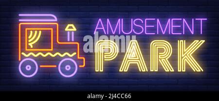 Amusement park neon text with toy car Stock Vector Image & Art - Alamy