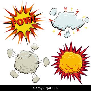 Pow explosion with smoke cloud cartoon vector Stock Vector Image & Art ...