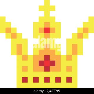 Golden crown. Pixel art icon. 8-bit. Vector stock illustration Stock ...