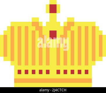 Golden crown. Pixel art icon. 8-bit. Vector stock illustration Stock ...