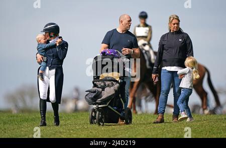 (left to right) Zara Tindall, Lena Tindall, Jack Brooksbank (hidden ...