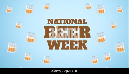Illustration of national beer day text with beer weizen glass on blue ...