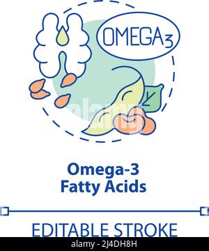 Omega 3 fat acid round icon, orange background, vector medical ...
