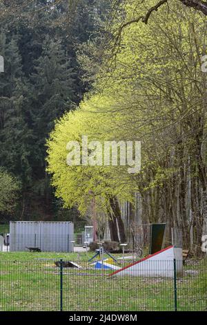 A scenic view of a minigolf course in Jamor urban park in Lisbon Stock ...