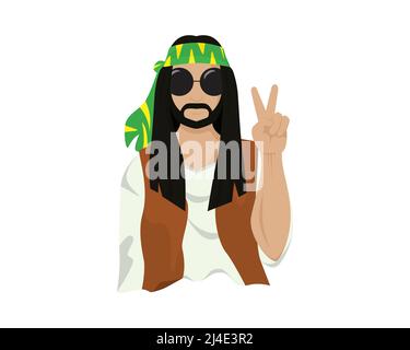 Peace hippie sign with smile face,flowers t-shirt print design. Vector ...