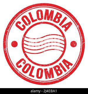 COLOMBIA text written on red rectangle stamp sign Stock Photo - Alamy