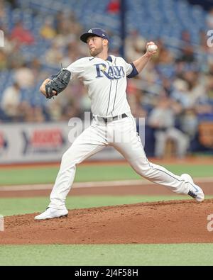 Tampa Bay Rays pitcher Jeffrey Springs winds up to throw from the mound ...