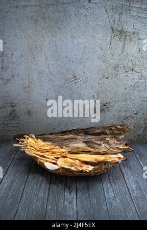 Dried Pollack Set and Background Stock Photo - Alamy