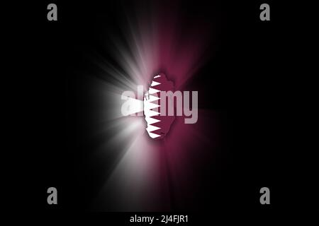 Qatar flag with border outline Stock Photo - Alamy