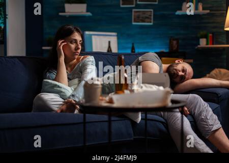 Depressed girlfriend and boyfriend dealing with anxiety problems ...