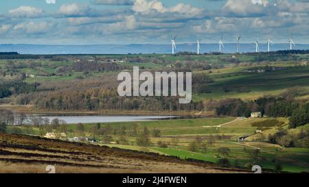 4 giant wind turbines (eyesore?) tower over farmland fields in scenic ...