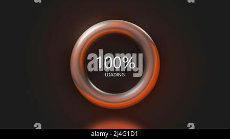 Loading background with red color and percentages. Motion. 3D loading ...