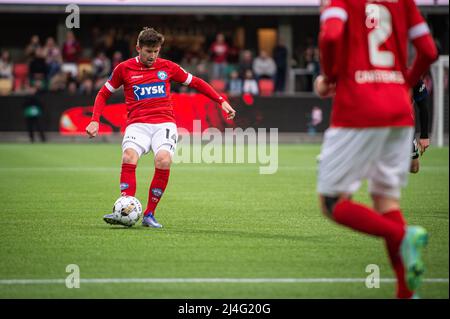 Silkeborg, Denmark. 14th Apr, 2022. Nicolai Vallys (7) of Silkeborg IF ...