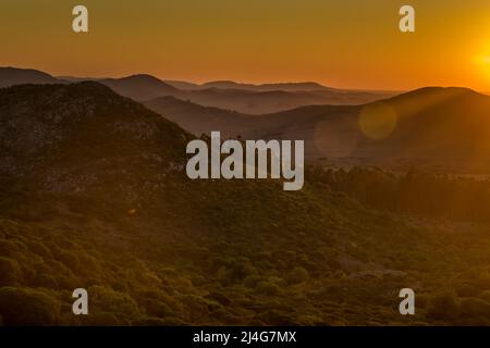 Sunset between the hills in Lavalleja, uruguay Stock Photo - Alamy