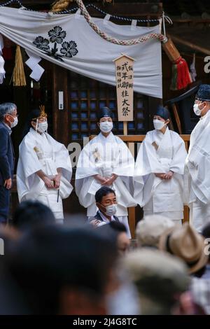 iida, nagano, japan, 2022/09/04 , Shinto priests preparing for the ...