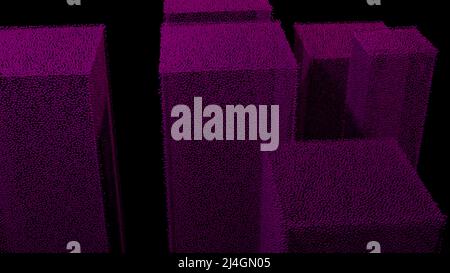 Abstract building silhouettes built from sand on a black background ...