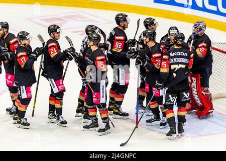 Chomutov, Czech Republic. 15th Apr, 2022. Czech goalkeeper Petr Kvaca ...