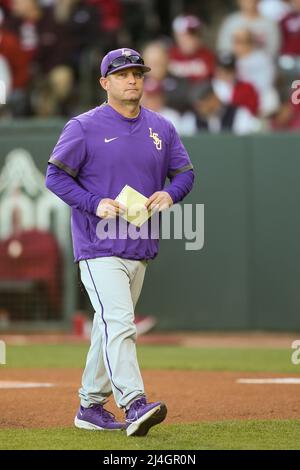 LSU head coach Jay Johnson walks during an NCAA baseball game on ...