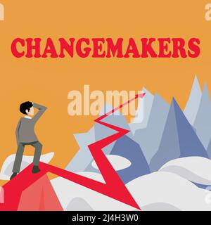 Hand writing sign Changemakers. Business idea Young Turk Influencers ...