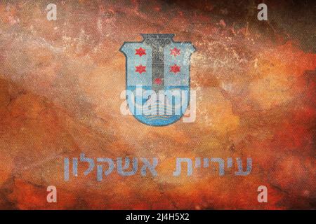 Top view of flag Ashkelon, Israel. Israeli patriot and travel concept ...