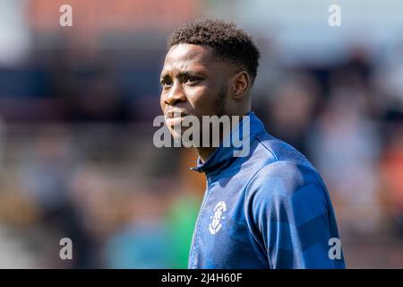 Elijah Adebayo #11 of Luton Town can’t keep the ball in play during the ...