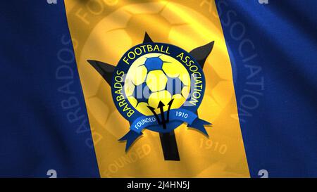 3D Football Association flag. Motion. Beautiful flag with football coat ...