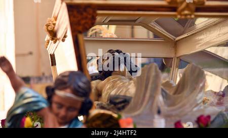 Image of Jesus Christ in his coffin during the Procession of the Saint ...