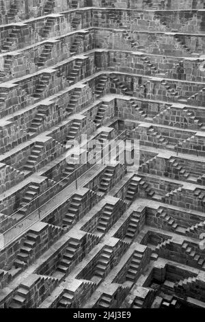 Chand Baori in Black and White, deepest and largest stepwell in India ...