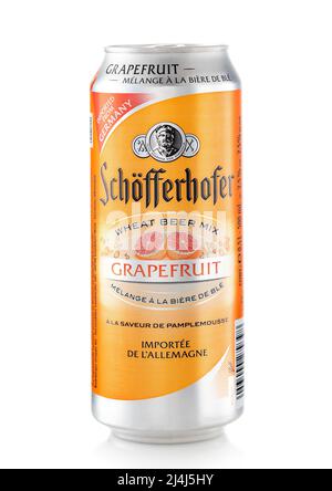 Glass of Schofferhofer german white wheat beer isolated on a white ...