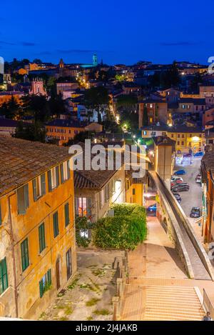 Sunset view of an old aqueduct passing through Perugia, Italy Stock ...