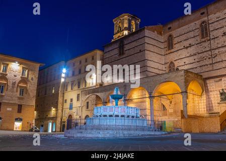 Sunrise over Piazza IV Novembre and the cathedral in the old town of ...