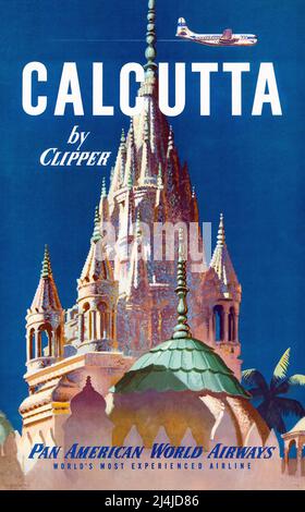Calcutta by Clipper (Pan American World Airways, 1951) Travel poster ...