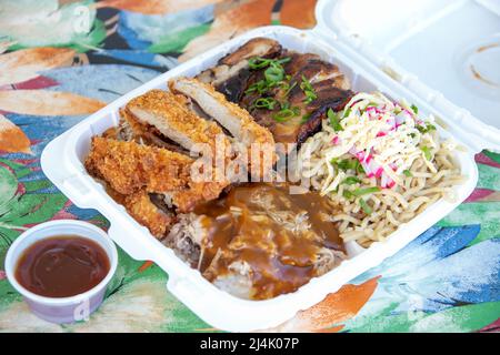 Da Pakala Surf Pak, chicken katsu and roast pork, Bobbie's Restaurant ...
