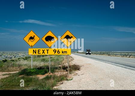 Famous road sign at Nullarbor Plain in Australia's Outback Stock Photo ...